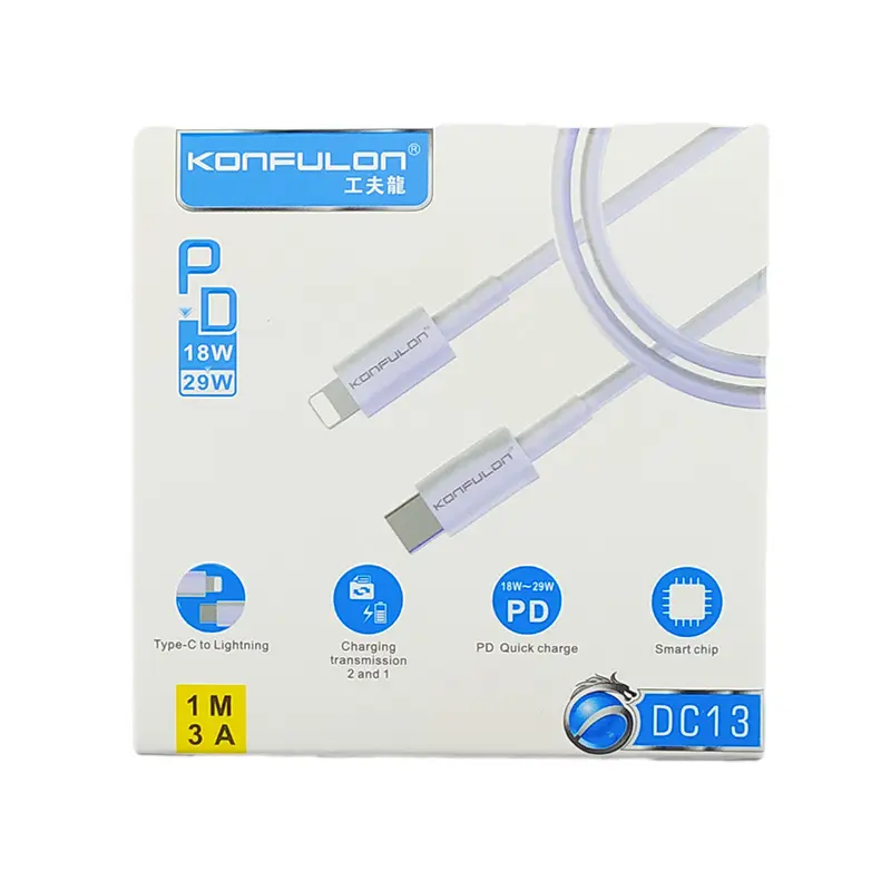 KONFULON Data kabl DC13 PD 3A Type C na iPhone lightning 1m beli