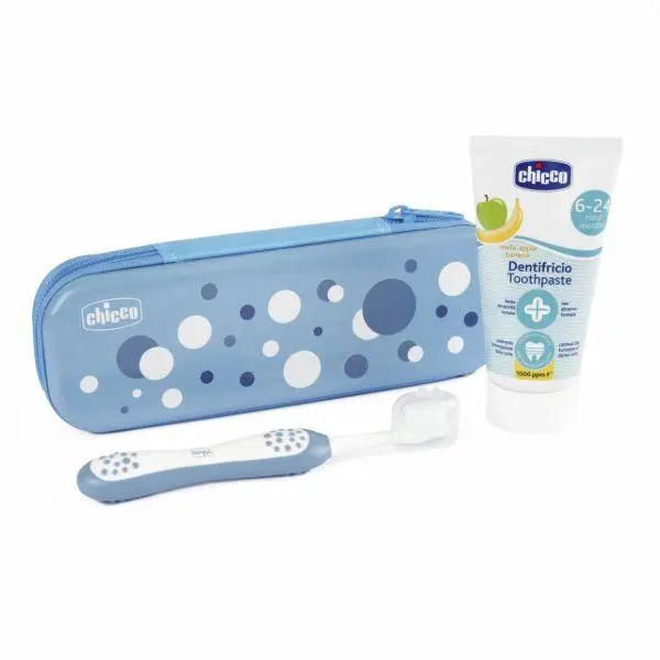 Chicco Set za pranje zuba za bebe Pasta i četkica za zube, Plavi