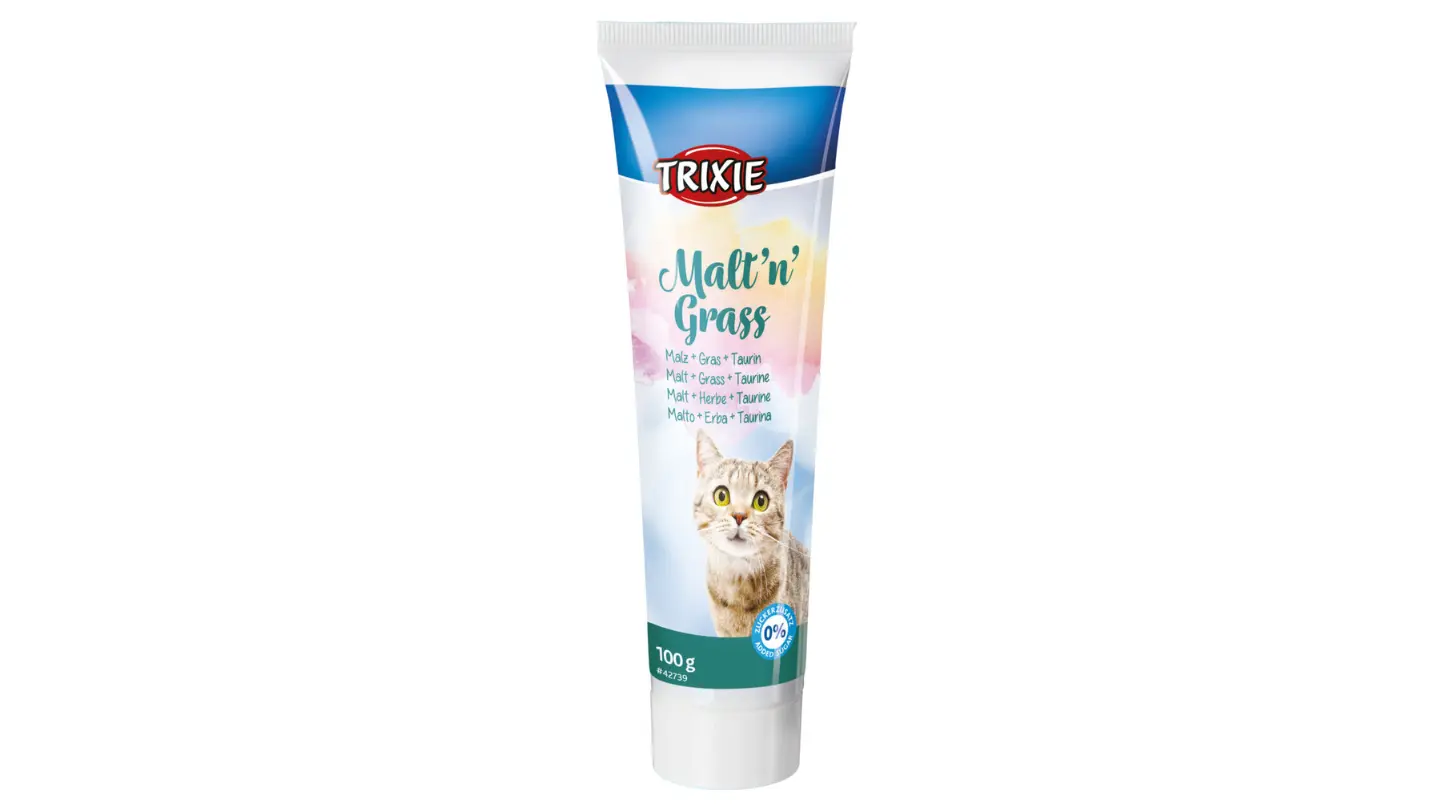 TRIXIE Pasta za izbacivanje dlaka za mačke Malt'n'Grass Anti-Hairball 100g