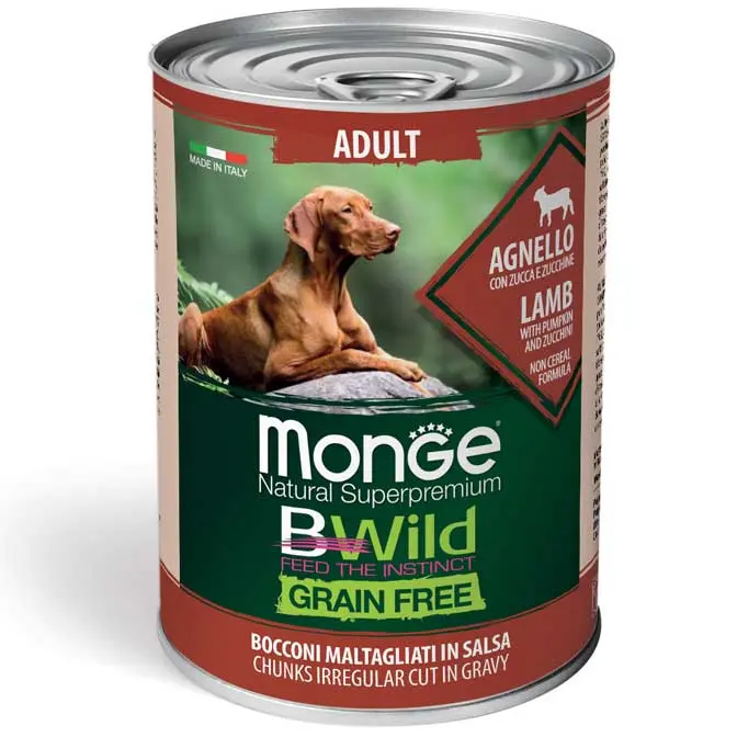 MONGE Vlažna hrana za pse bwild adult grain free, jagnjetina 400g
