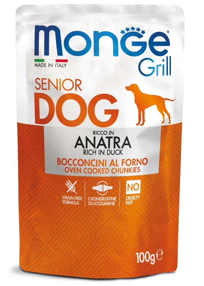 MONGE Vlažna hrana za starije pse grill sosić sa pačetinom 100g