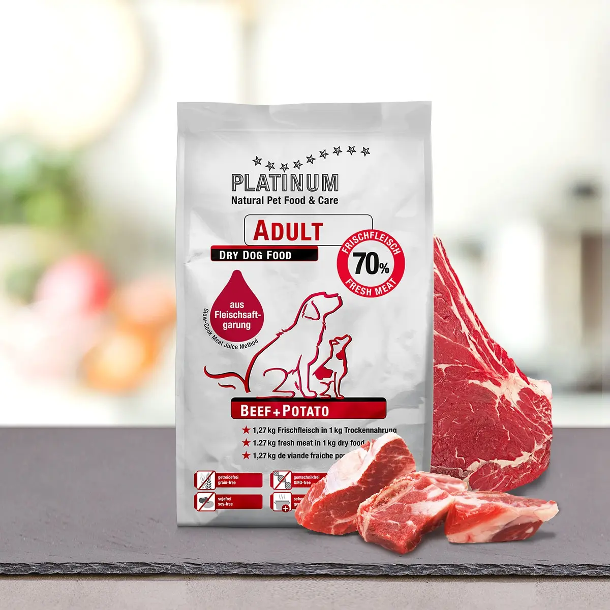 PLATINUM Suva hrana za pse adult beef&potato 1.5kg