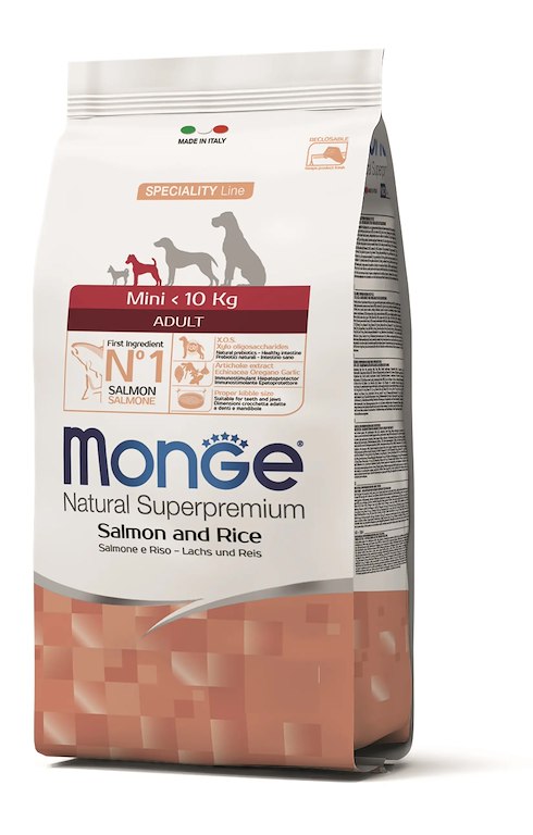 MONGE Suva hrana za pse mini adult losos&pirinač 7.5kg