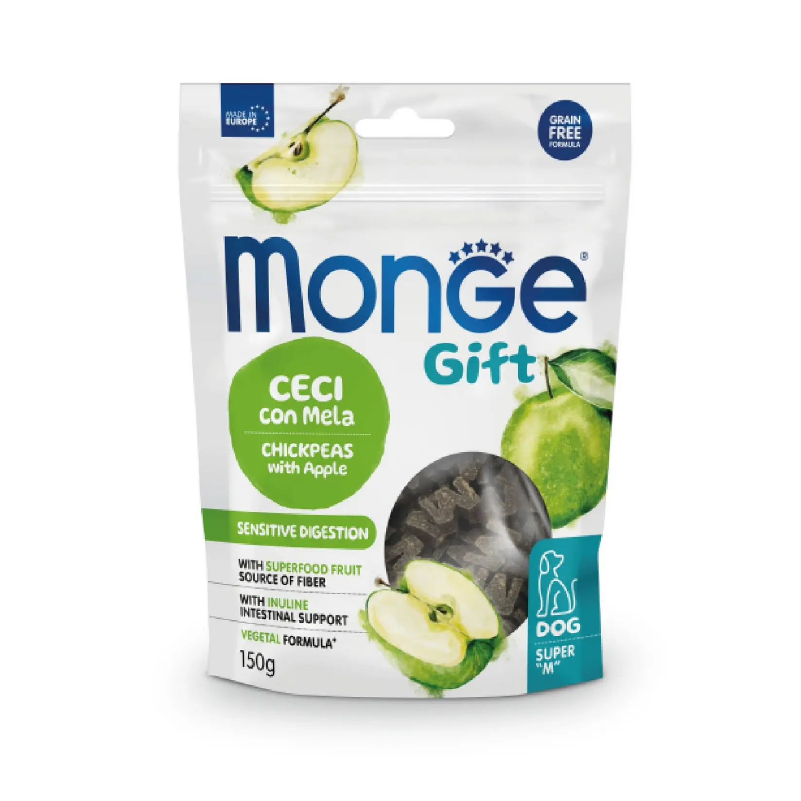 MONGE GIFT Poslastica za pse sa ukusom leblebije i jabuka Grain Free Sensitive Digestion 150g