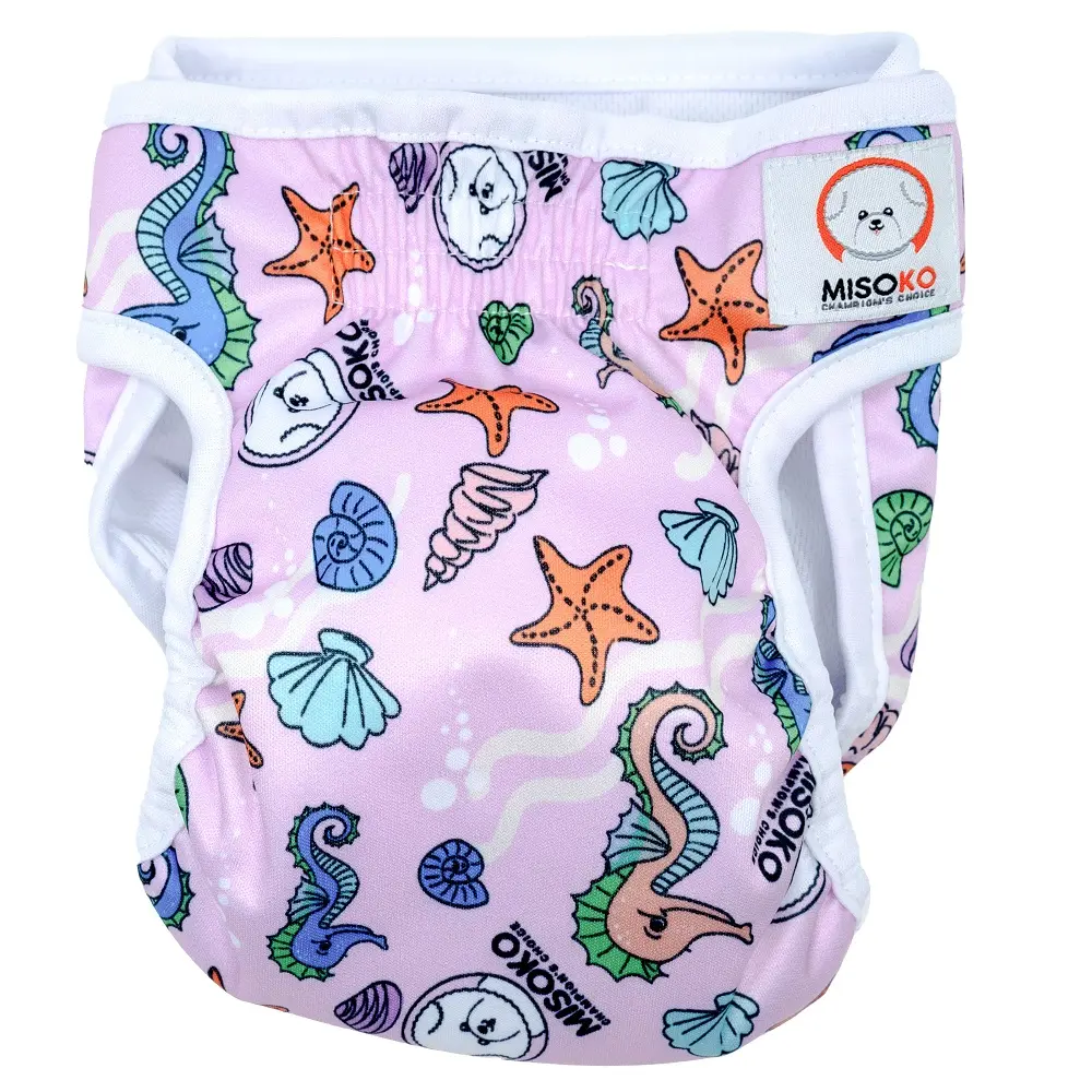 Misoko Periva pelena za ženke Diapers Reusable Morski konjići, M, Roze