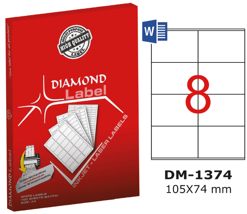 Etikete A4 samolepljive 105*74mm Diamond