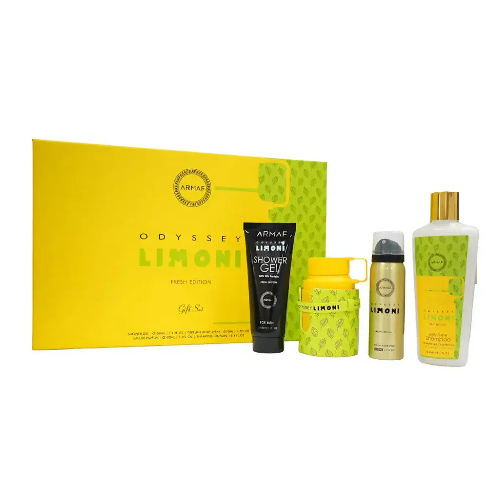 Armaf Odyssey Limoni 100ml EDP + 100ml Shower Gel + 50ml Body Spray + 250ml Shampoo / Unisex Gift Set