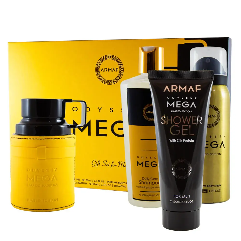Armaf Odyssey Mega 100ml EDP + 100ml Shower Gel + 50ml Body Spray + 250ml Shampoo / Unisex Gift Set
