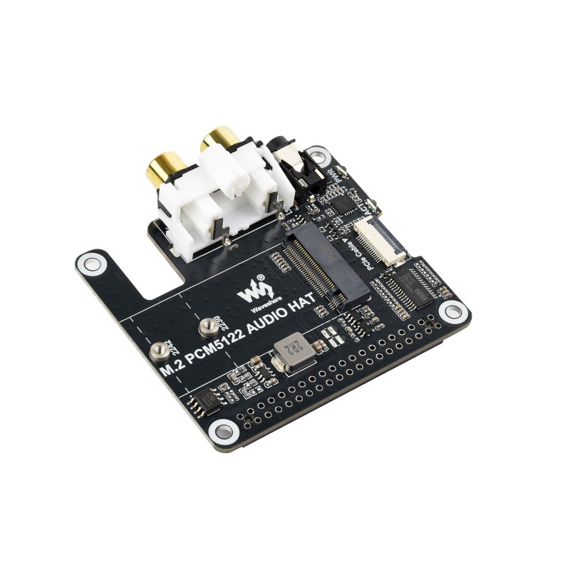 PCIe na M.2 HAT sa I2S Audio dodatkom za Raspberry Pi, NVMe SSD, 3.5mm Headphone Jack And RCA Connector, Driver-free