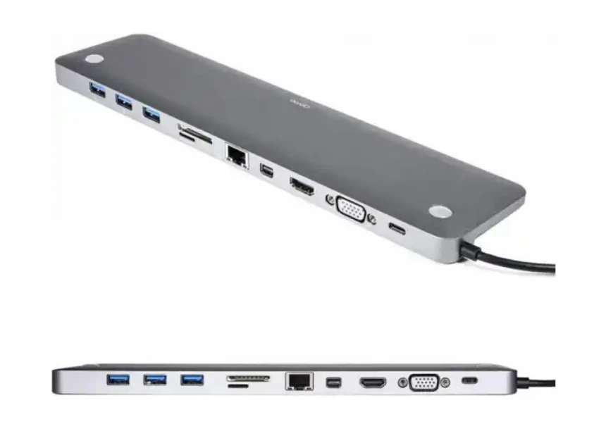 Adapter Tip C 11/1 4K HDMI/VGA/USBx3/AUX/SD/TF/USB-C/PD/Lan KT-1101G Kettz
