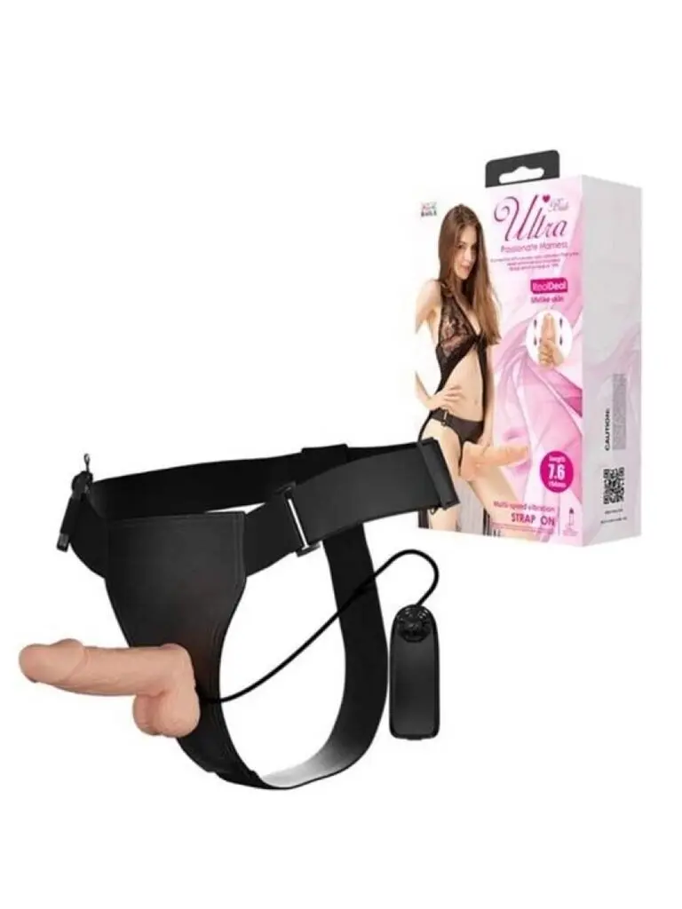 Strap On vibrator Ultra Passionate Real Skin, 19.4cm