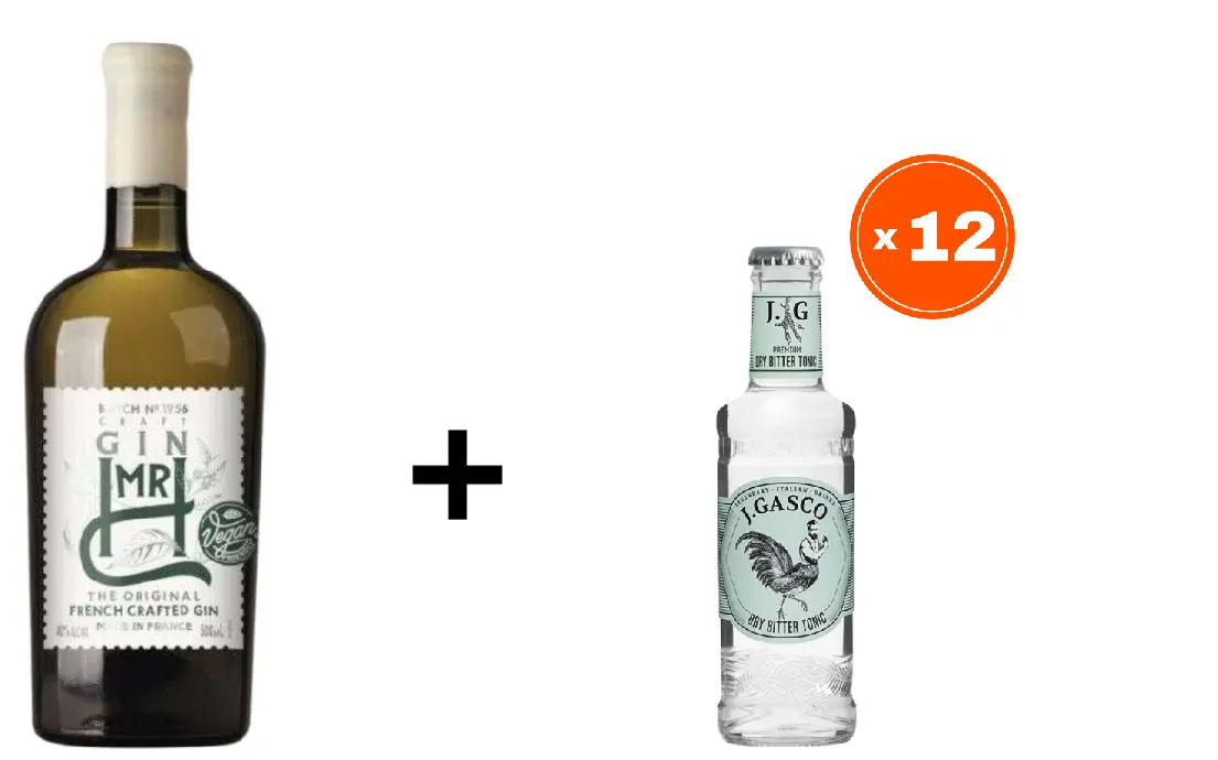 Mr. H Gin, 0.5 l + J.Gasco Dry Bitter Tonic 0,2l, 12 komada