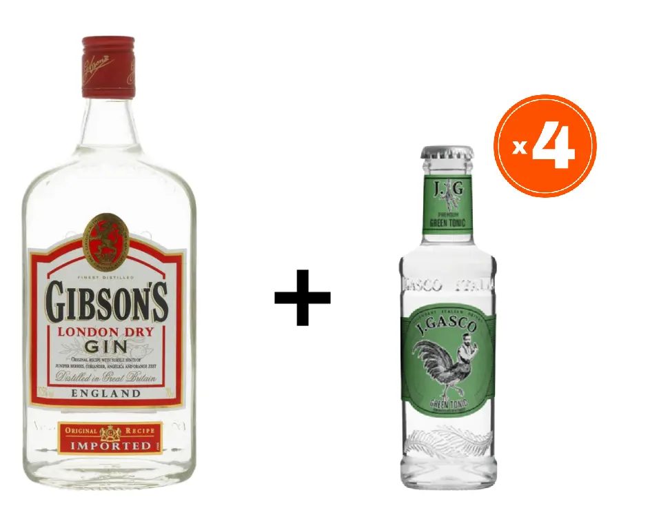 Gibson Džin, 0.7l + J.Gasco Green Tonic 0,2l, 4 komada