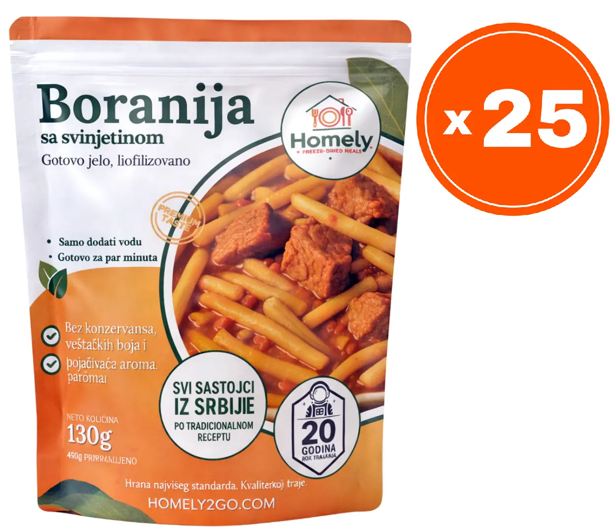 Homely Žuta boranija sa svinjetinom 130g, 25 komada