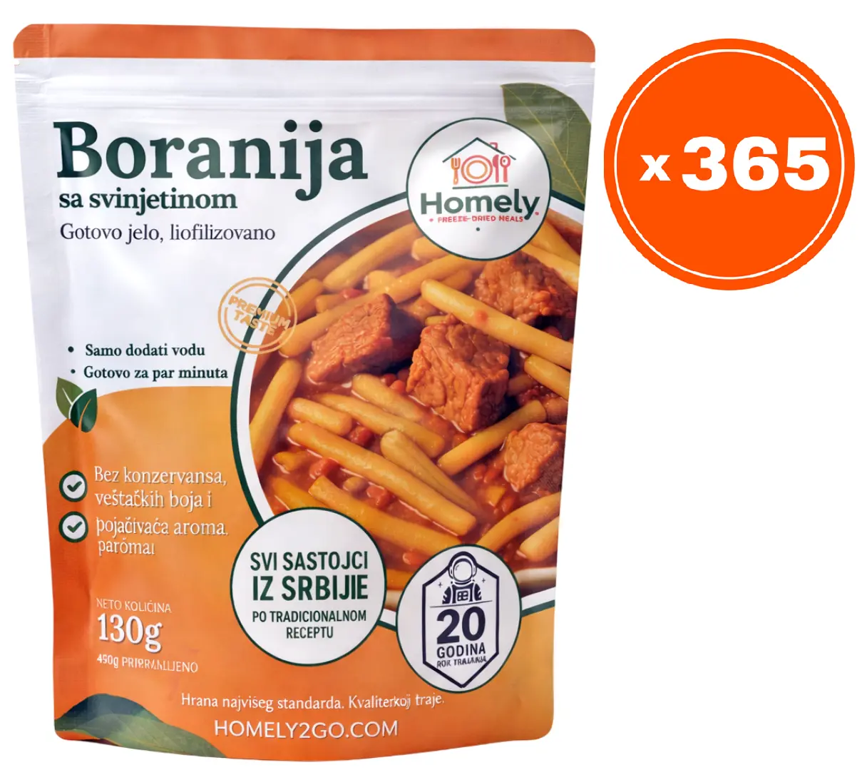 Homely Žuta boranija sa svinjetinom 130g, 365 komada