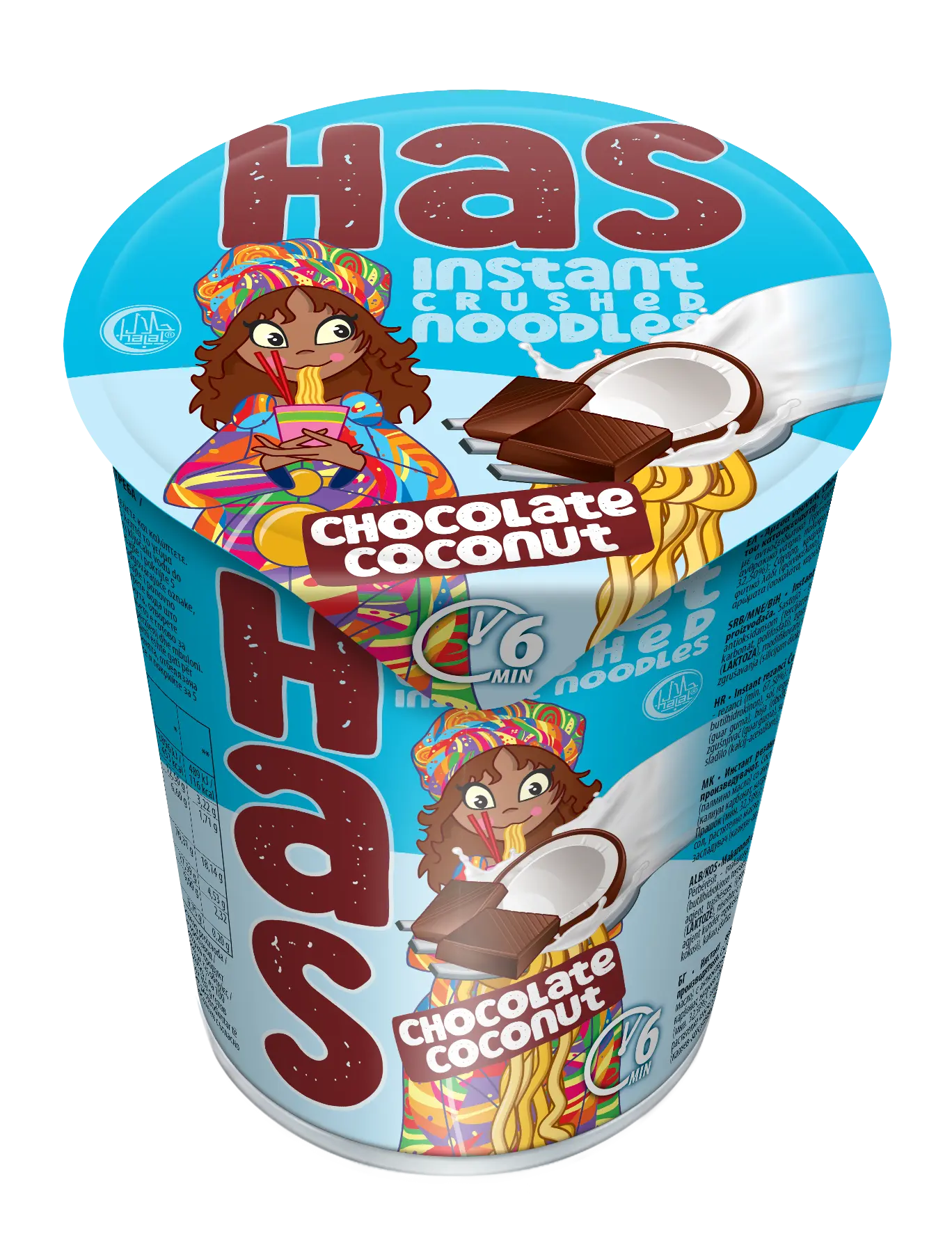 Has Noodle Nudle u čaši, Čokolada i kokos, 80 g