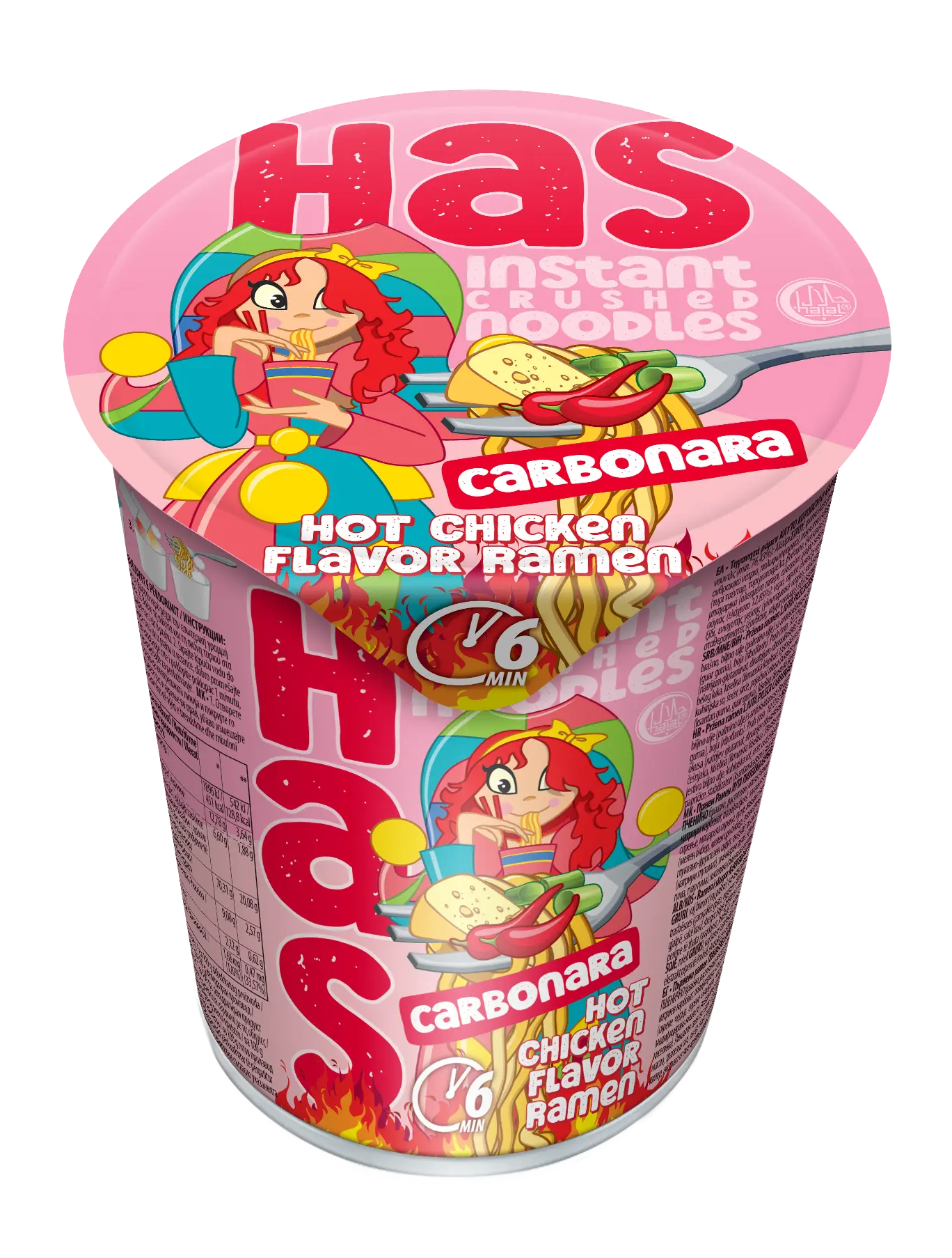 Has Noodle Nudle u čaši sa ukusom ljute piletine Carbonara, 70g
