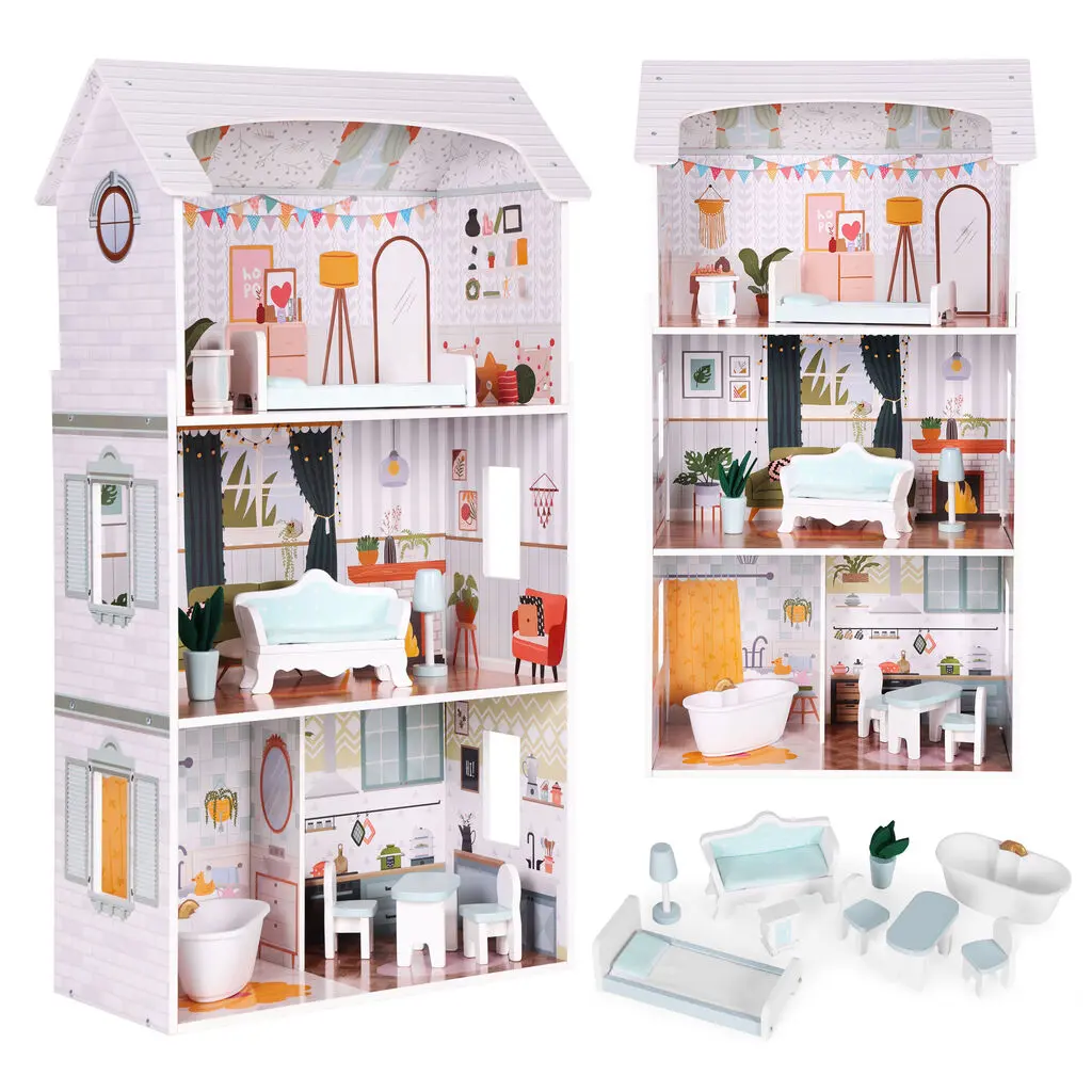 Eco Toys Kućica za lutke sa nameštajem Alice, 9 komada