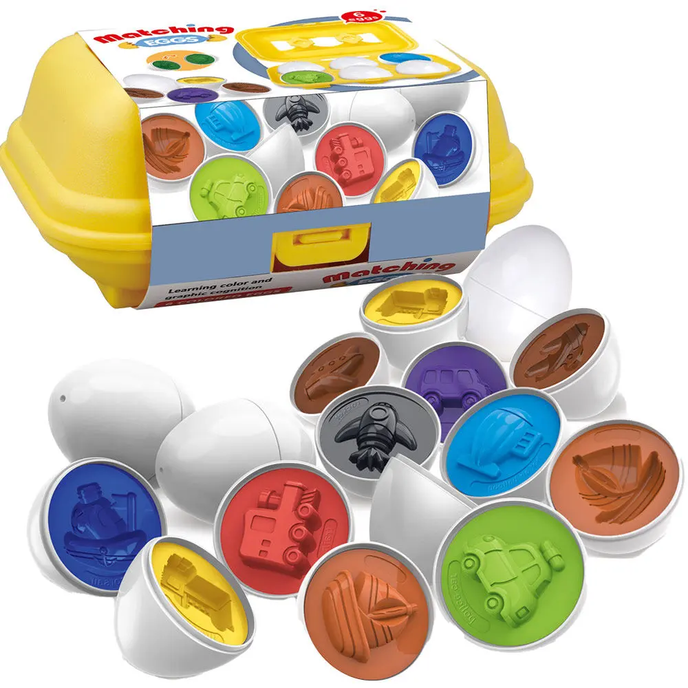 Edukativna igračka Pronađi par Matching Eggs Vozila, 6 delova