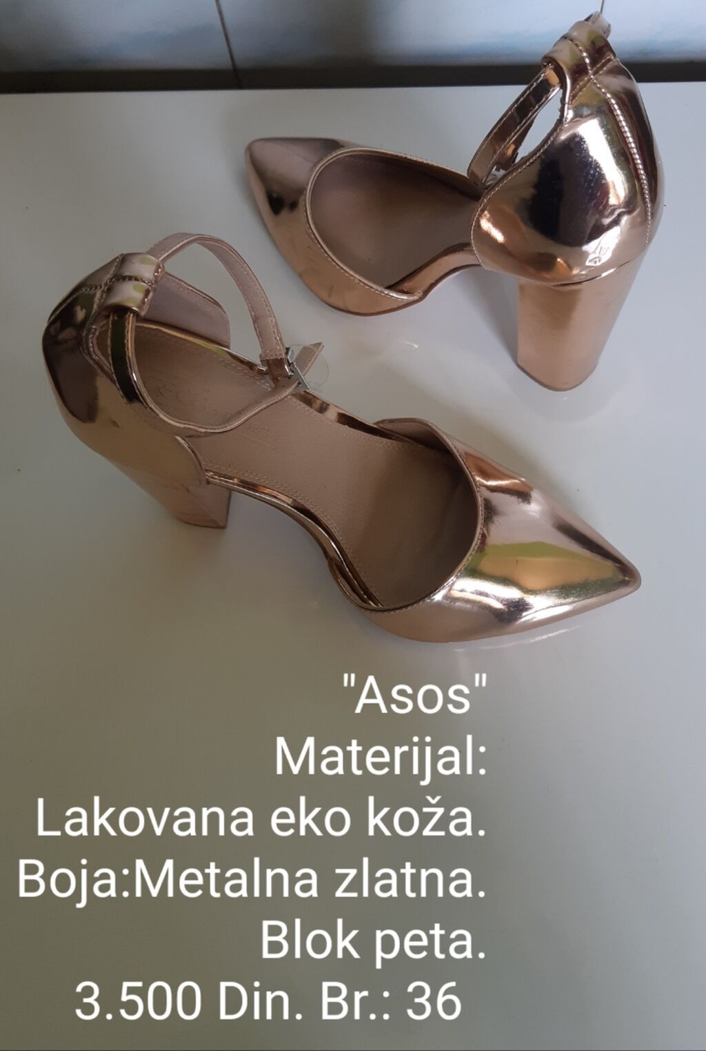 ASOS ženske cipele sa kaišićem oko članka. - Materijal: lakovana eko
