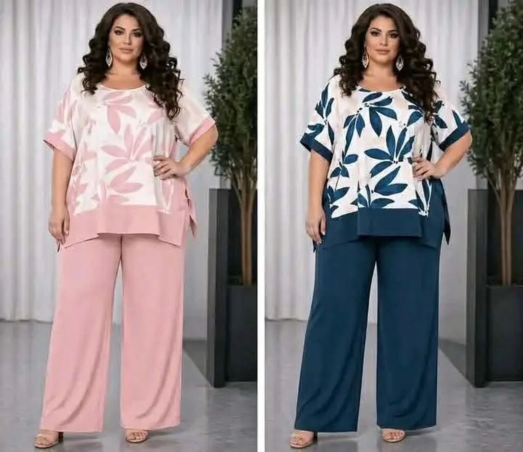 Ženski komplet – tunika i pantalone, plus size - Dvodijelni set