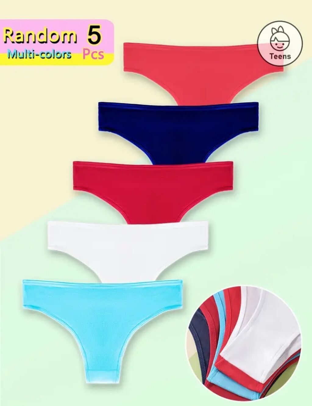 Set gaćica za tinejdžerke – 5 komada, nasumični izbor boja - Model