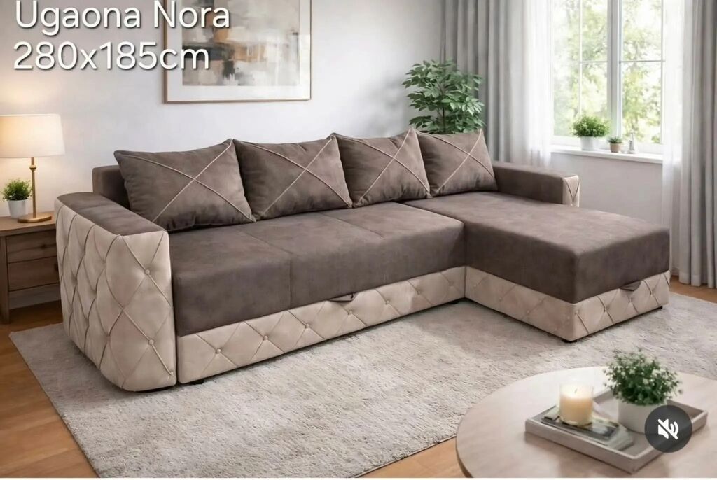 Ugaona garnitura Nora – 280 × 185 cm - Prostrana L-forma sa udobnim