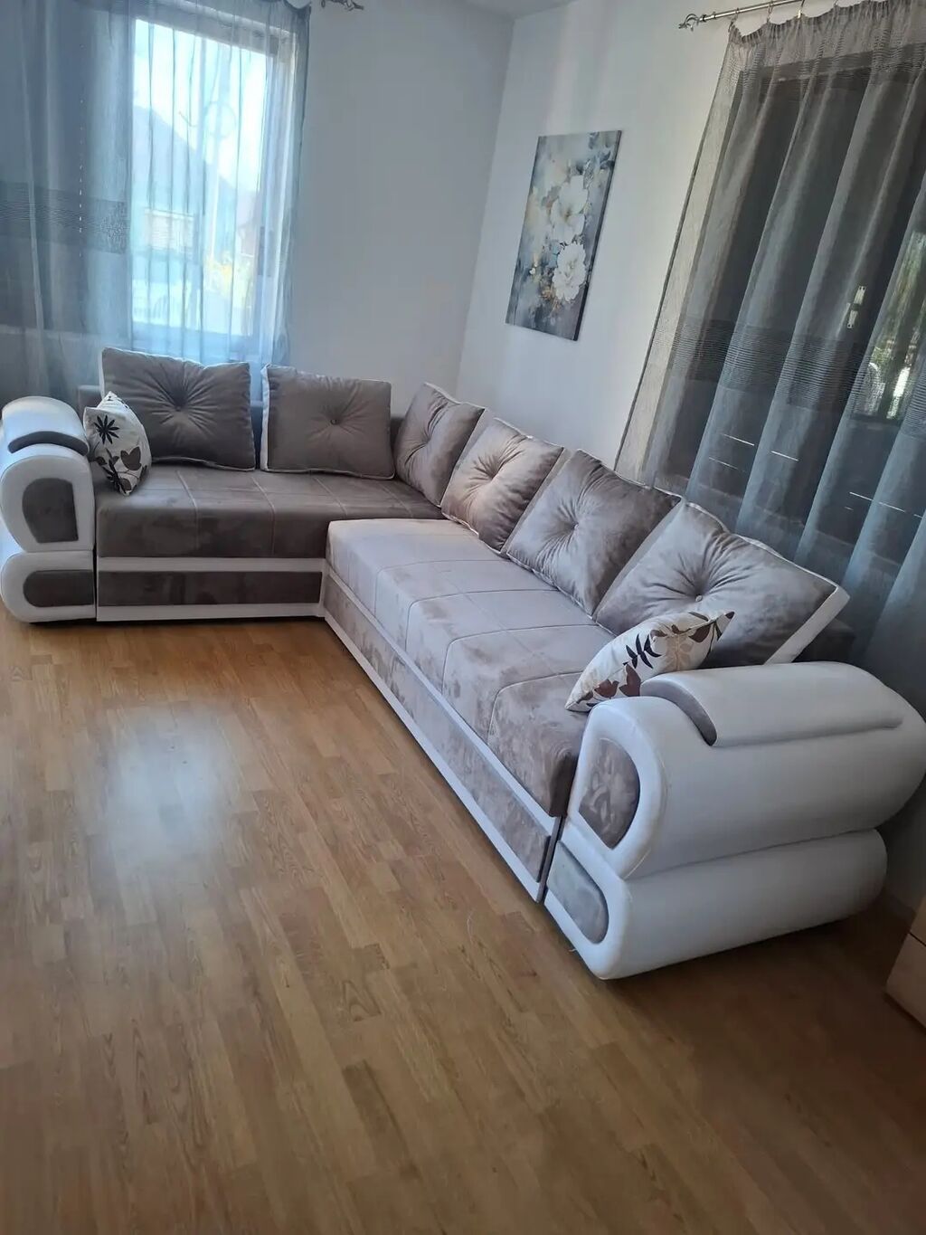 Ugaona garnitura na razvlačenje – modernog dizajna - Oblik: L