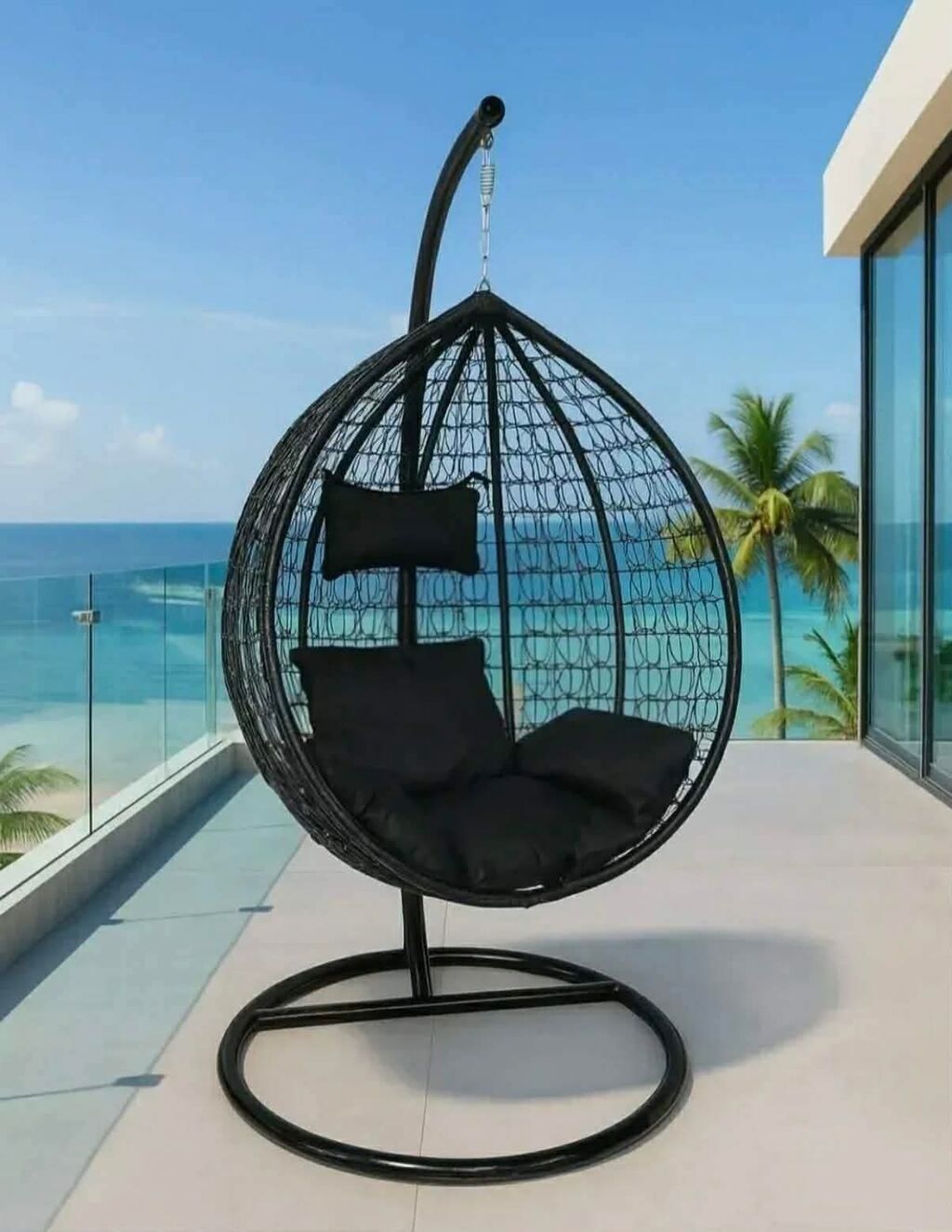 Ring viseća ljuljaška 107x64x199 cm – crna | moderan dizajn Elegantna