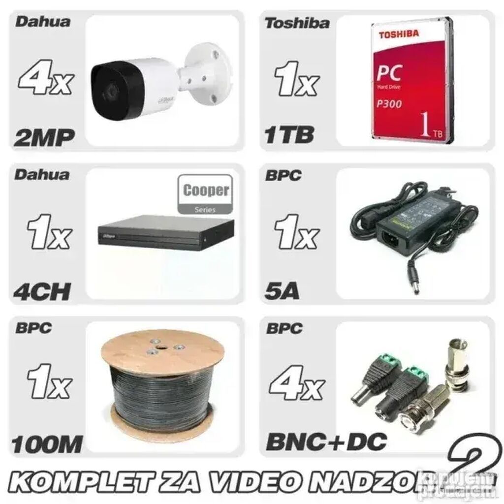 Dahua komplet video nadzor 3    Opis proizvoda: Dahua komplet za video