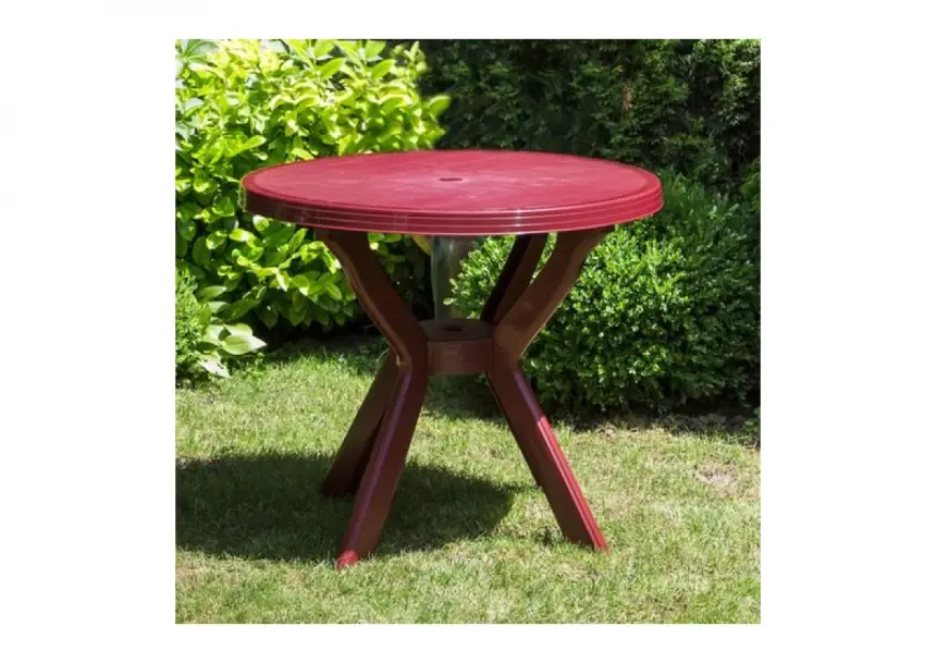 Baštenski sto plastični fi 70cm okrugli - bordo