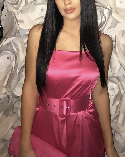 Zara pink haljina saten sa kaišem
