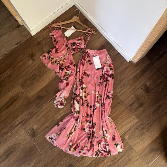Zara prepi komplet top i midi suknja Novo