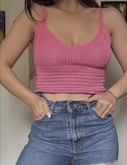 Roze heklani top