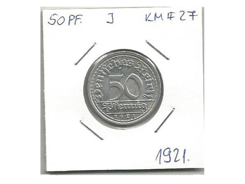 d4 Germany 50 pfennig 1921. J KM#27