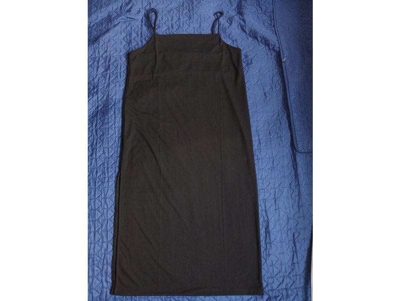 Nova H&M crna midi haljina ravnog kroja, L