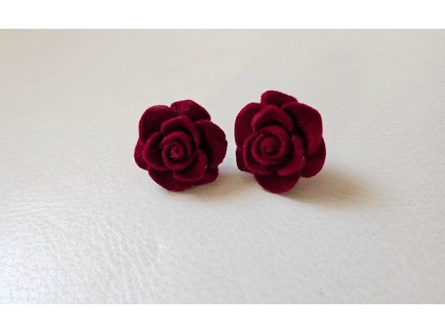 Rose velvet flower stud minđuše, novo