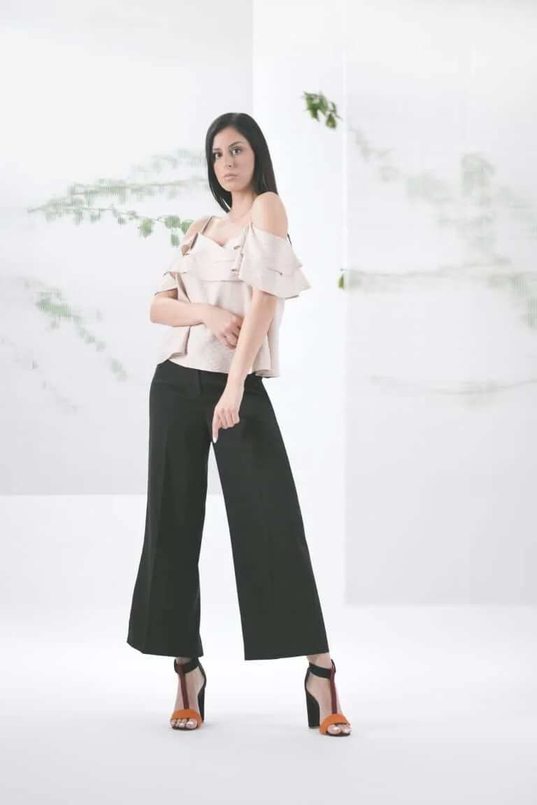 Ženske elegantne pantalone širokih nogavica visokog struka