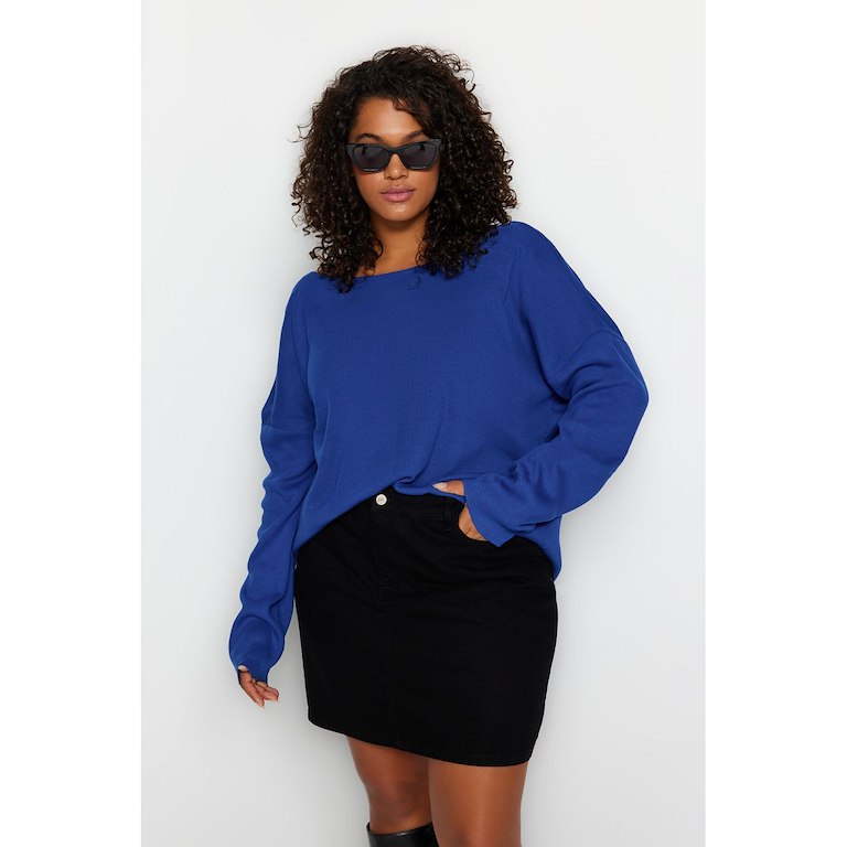 Trendyol Curve Saxe-back Cross Band Detail Knitwear Sweater