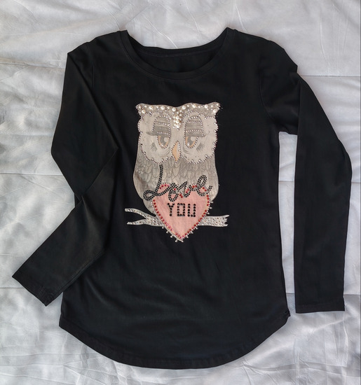 Crna pamučna majica sa sovom (L/XL)