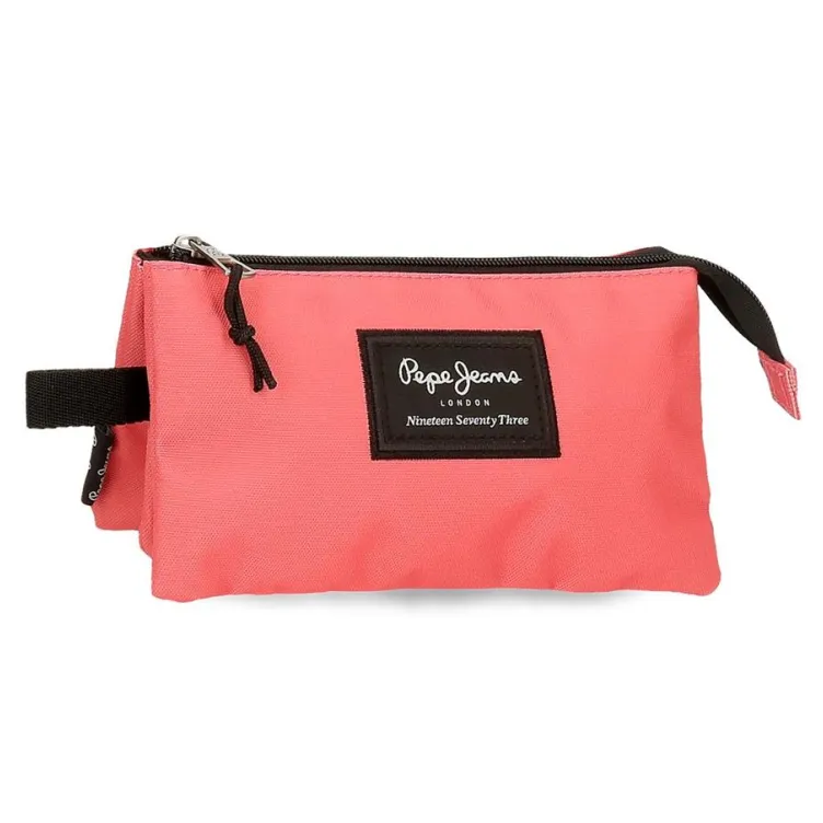 PEPE JEANS ARIS prazna pernica sa 3 pregrade - koralna