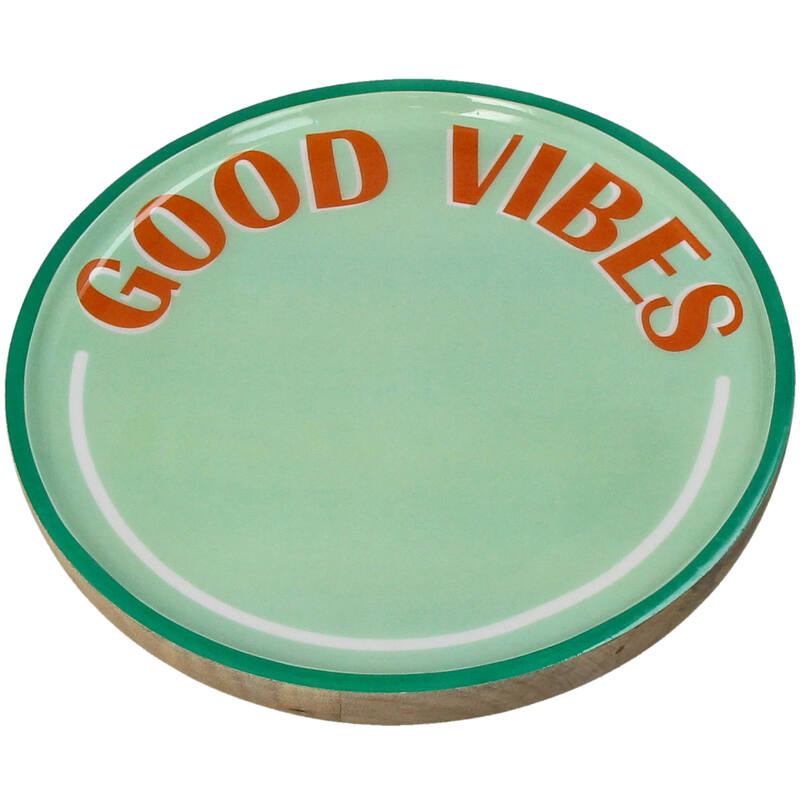 TANJIR ZA POSLUŽENJE – Plate Good Vibes Mango Wood Multi 25x25x2.5cm