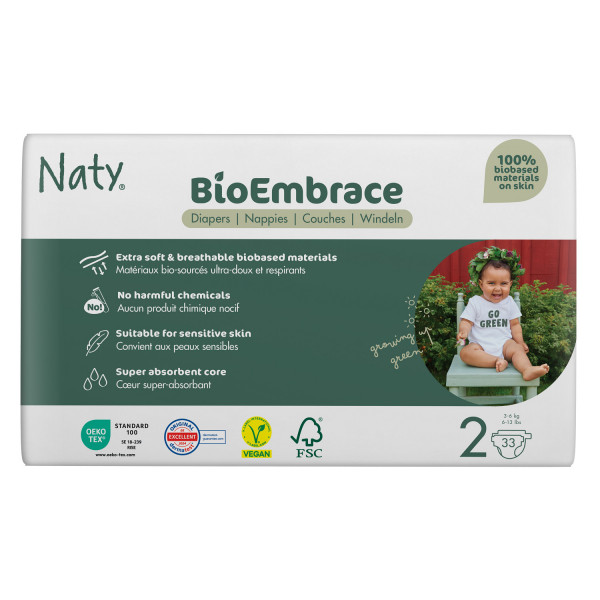 Naty pelene bioembrace 2 newborn 3-6kg 33 kom