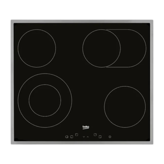 Ugradna ploča Beko HIC 64403 X, Samostojeća, Staklokeramika sa Inox okvirom, 4 grejne zone, 6,9kW, Crna boja