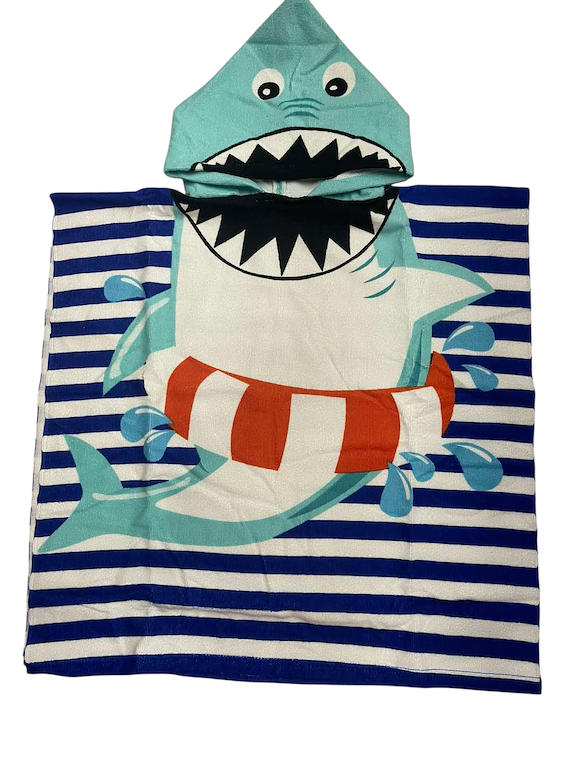 Dečiji pončo peškir sa kapuljačom – Pončo Shark – Peškir sa kapuljačom lin-009