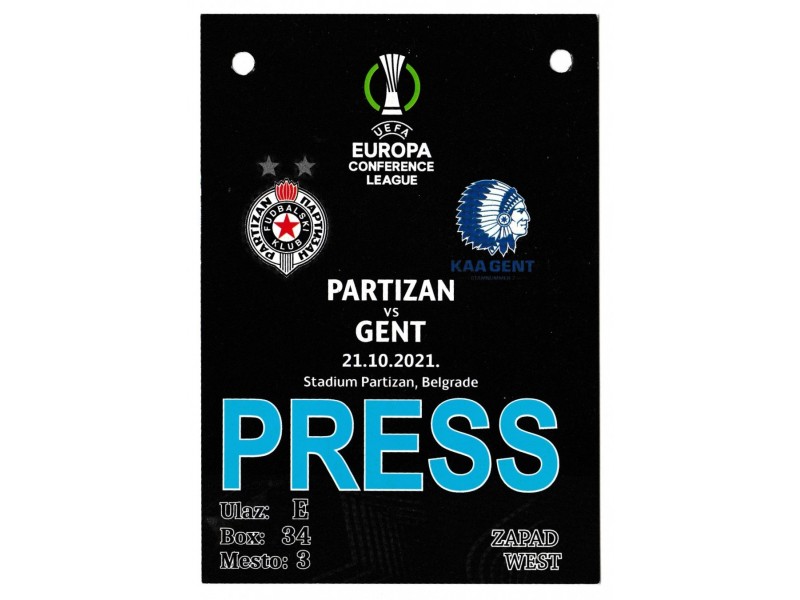 2021, PARTIZAN - GENT! PRESS akreditacija!