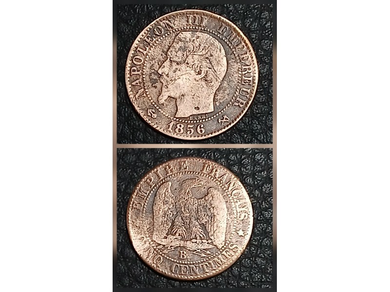 Francuski – 2 Centimes 1856 , stari bronzani