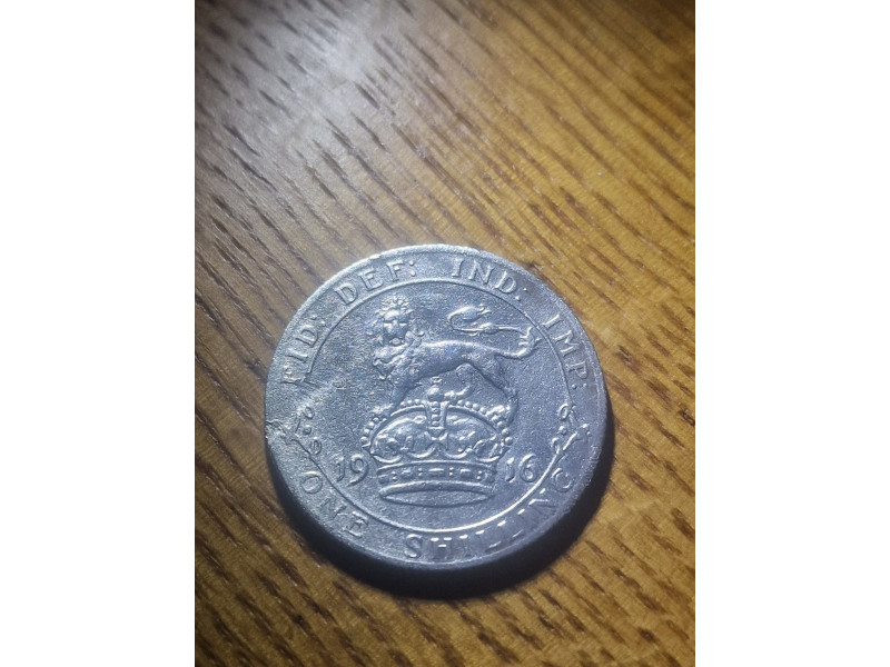 UK 1 Šiling 1916 George V Srebro 5.65g