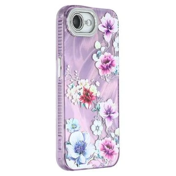 IPHONE 16E/17E SPRING ELECTROPLATED IMD HYBRID CASE WITH CAMERA PROTECTOR - PURPLE FLOWERS