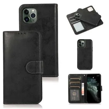 IPHONE 12 VINTAGE 2-IN-1 WALLET CASE WITH REMOVABLE COVER - BLACK